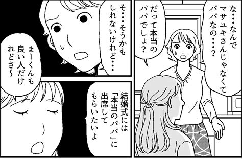 ＜娘と継父の真実は……？＞結婚式。娘が彼を欠席させ、本当のパパ出席にこだわるナゾ【第8話まんが】 ママスタセレクト