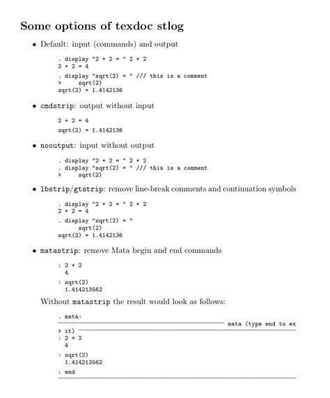 texdoc creating latex documents from within stata