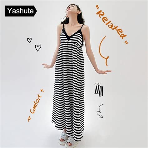 【pajamas Oversized】 50 150kg Women Summer Soft Smoothly Halter Striped