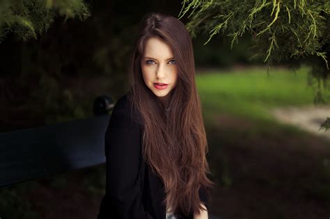 Wallpaper Women Model Depth Of Field Long Hair Brunette Fashion