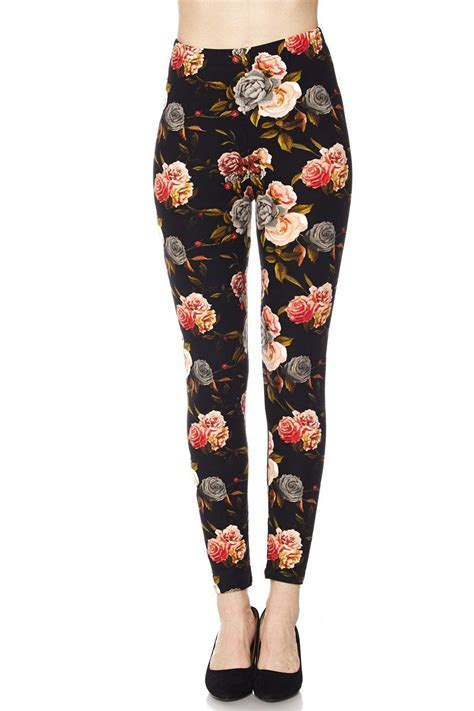 Floral Print Leggings J017 Floral Print Leggings Plus Size Outfits