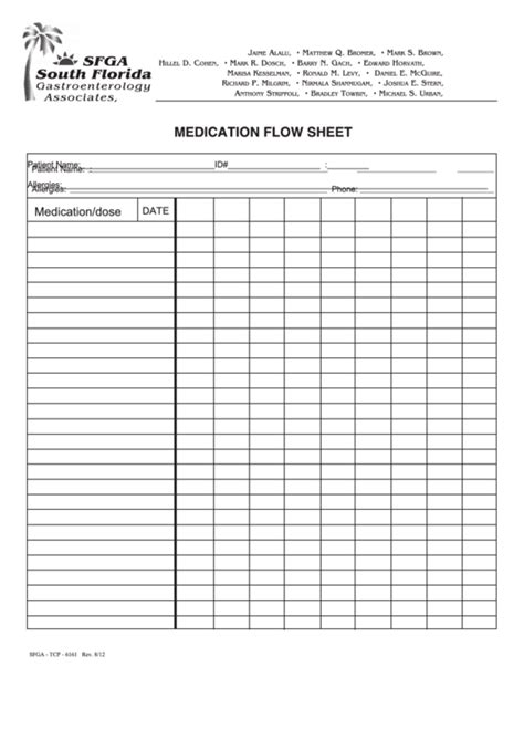 Medication Flow Sheet Form Templates Printable Medical Forms Letters