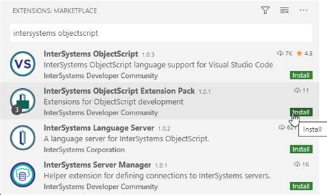 installation intersystems objectscript for vs code