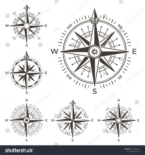 Retro Nautical Compass Vintage Rose Wind Stock Vector Royalty Free