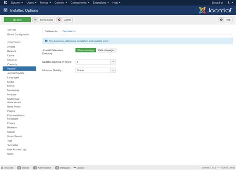 help310 components installer configuration joomla documentation