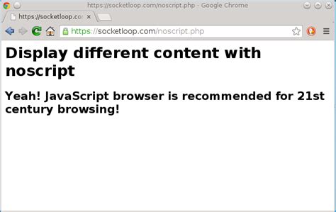 javascript how to show different content with noscript