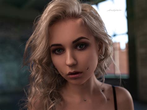 Depth Of Field Blue Eyes Women Piercing Eyes Blonde Model