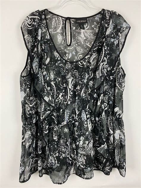 Lane Bryant Womens Sheer Peplum Top Multicolor Paisle… Gem