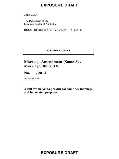 Exposure Draft Of The Marriage Amendment Same Sex Marriage Bill Pdf