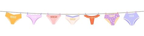 Premium Vector Underwear On Rope Weekly Panties Girls From Monday To