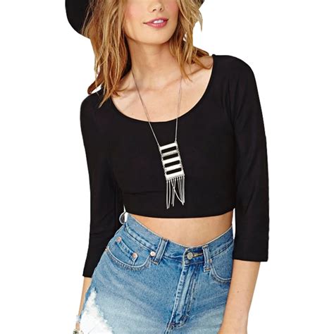Europe America T Sgirt Women Burst Models Nightclub Crossed Back Sexy T