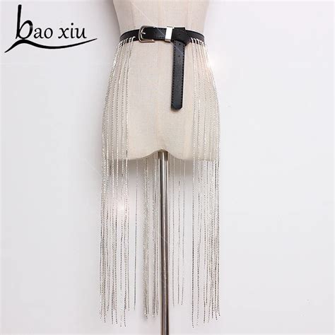 2019 New Luxury Women Tassel Chain Belt Full Rhinestone Bride Silver