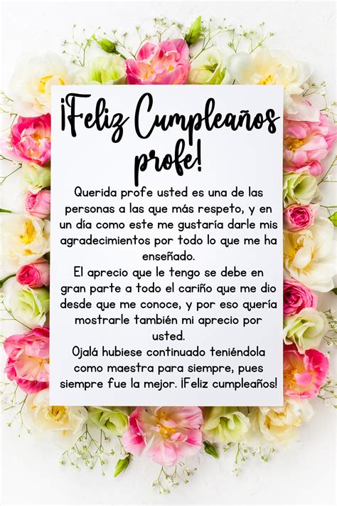 Tarjeja Para Una Profe Carta De Feliz Cumpleaños Tarjeta De Feliz