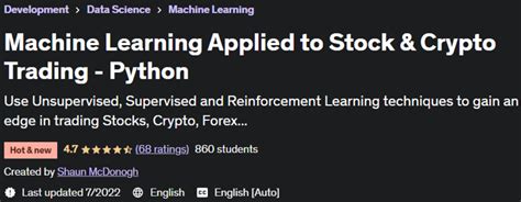 udemy machine learning applied to stock and crypto trading python
