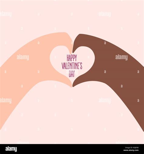 African And American Hands Make Heart On Valentine Day Stock Vector