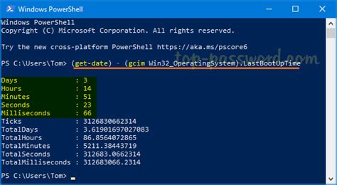 check machine uptime powershell inemach