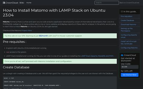 crowncloud wiki how to install matomo with lamp stack on ubuntu 23 04