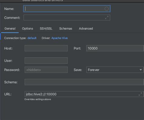 how to connect to a hive database with no authentication ides support