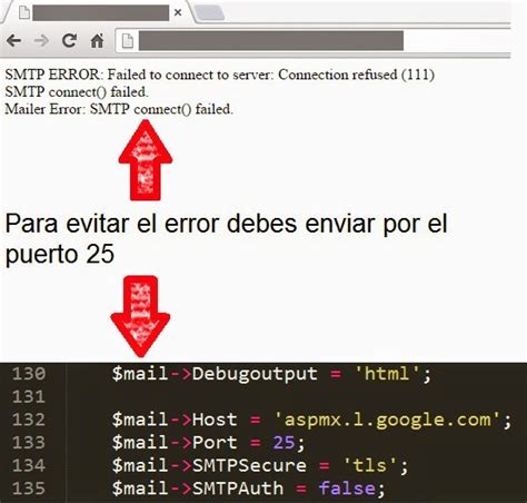 [solucionado] smtp error failed to connect to server connection