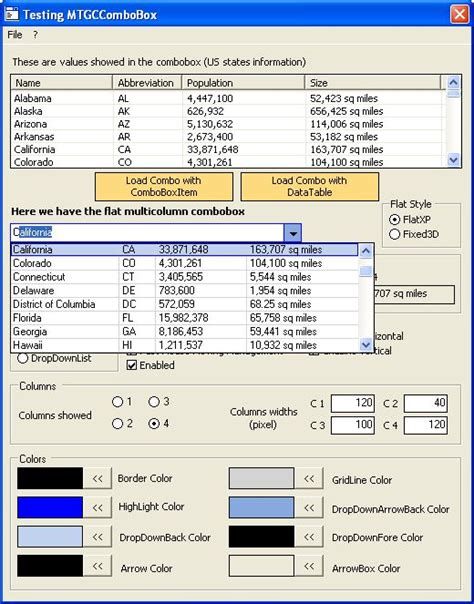 multi column combobox controls for winforms stack
