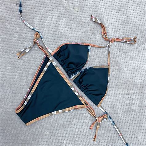 Luxury Catalog Designer Swimsuit Classic Plaid Beach Bikini Sexy Women