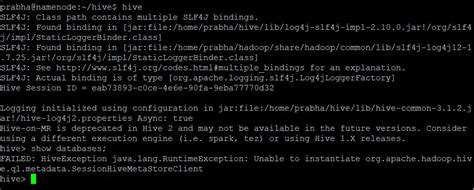 hive hiveexception java lang runtimeexception unable to instantiate