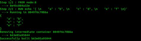 docker how to multi line echo json from a dockerfile stack overflow