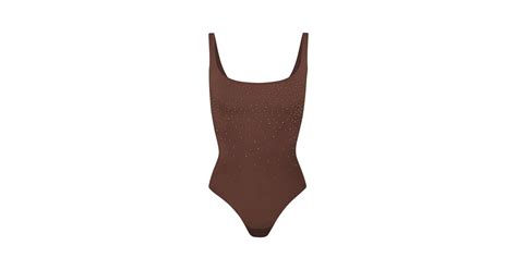 Swarovski X Skims Jelly Sheer Square Neck Bodysuit In Stock