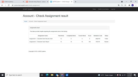 generate yearly report upload assignment academy feedback uipath