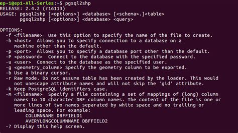 export shapefile from postgresql pgsql2shp command
