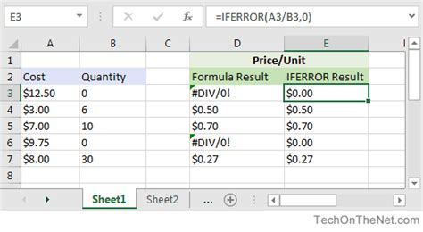 ms excel how to use the iferror function ws