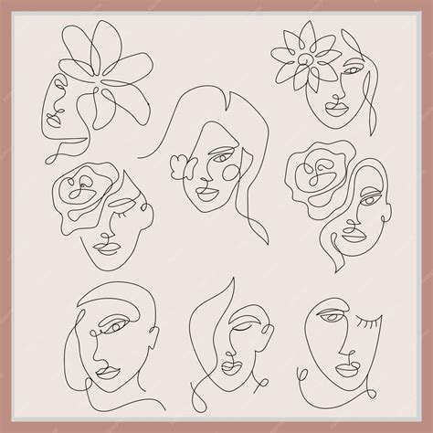 Premium Vector Abstract Line Art Design Women Face With Flower
