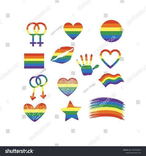 Set Lgbt Symbols Pride Flag Different Stock Vector Royalty Free