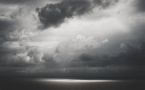 Hd Wallpaper Nimbus Clouds Monochrome Sky Sea Cloud Sky Storm