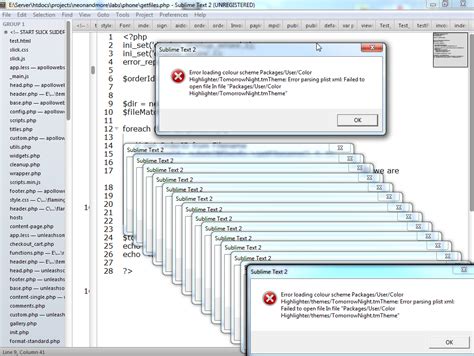 error loading colour scheme package and error parsing plist technical
