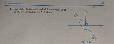 Lnes And Angles 97 2 In Fig 6 14 Lines Xy And Mn Intersect At O If ∠p