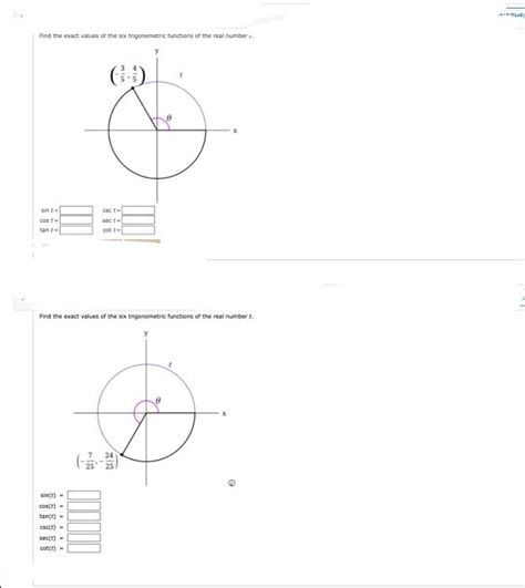 Solved Find The Exact Values Of The Six Trigonometric