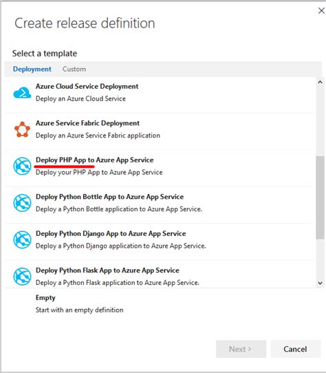 deploy php application to azure app service using vsts