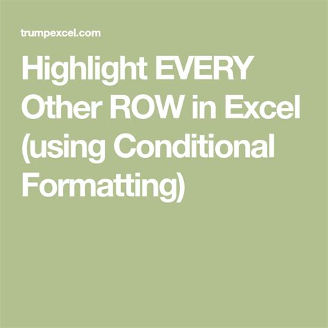 highlight every other row in excel using conditional