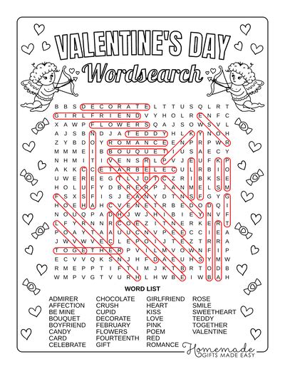 Free Printable Valentines Day Word Search Puzzles