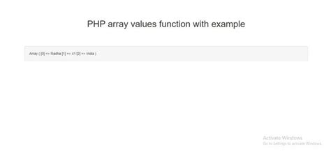How To Use Array Values Function With Example In Php Php Arrays