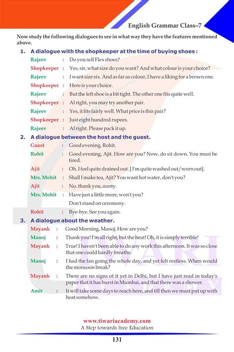 Class 7 English Grammar Chapter 22 Dialogue Writing For Cbse 2024 25