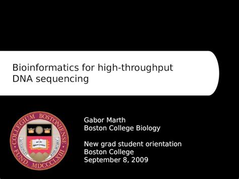 Pptx Bioinformatics For High Throughput Dna Sequencing Dokumen Tips
