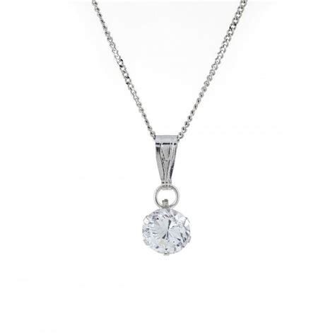 Eternity 9ct White Gold Small Round Cubic Zirconia Pendant And 18