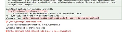 xcode ios undefined symbols for architecture i386 kuttypeimage