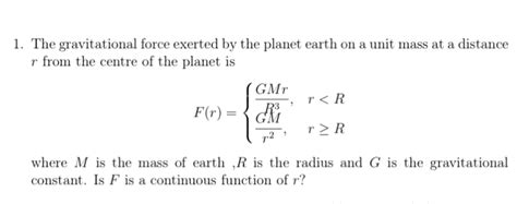 Solved 1 The Gravitational Force Exerted By The Planet Ear[algebra