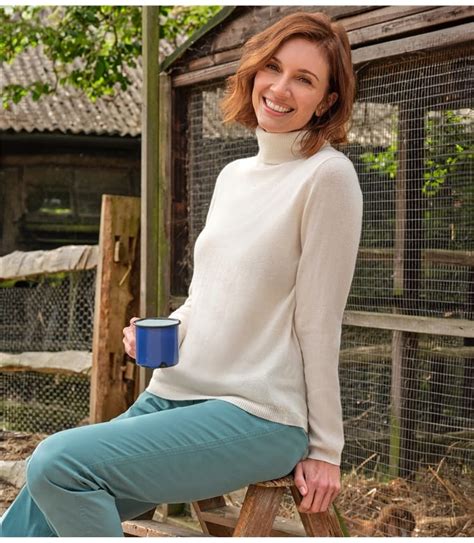Cream Cashmere And Merino Fitted Polo Neck Knitted Jumper Woolovers Au