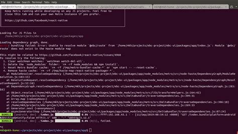 node js why after running react native run say me unable to resolve