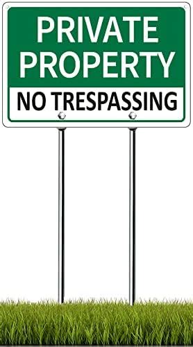 Large Private Property No Trespassing Sign With Stake 14x10