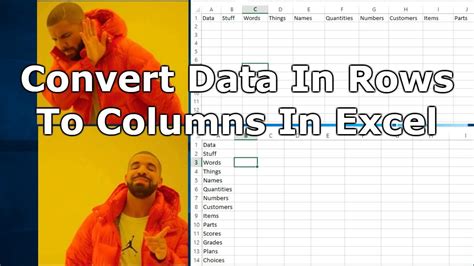 how to convert data in rows to columns in excel youtube